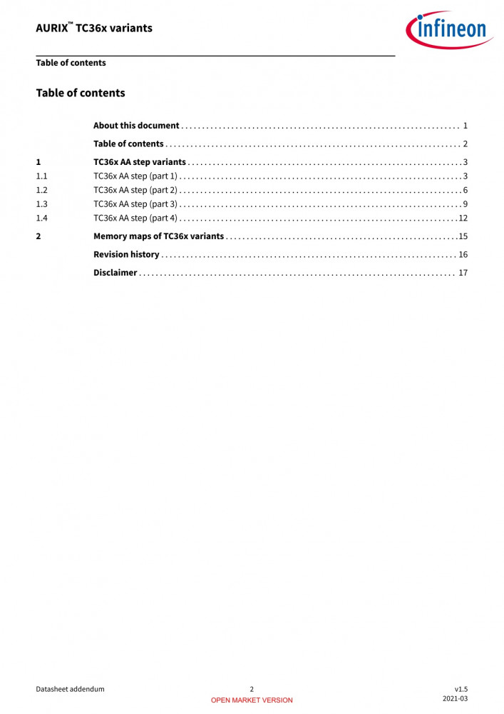 Infineon TC36x document page 2