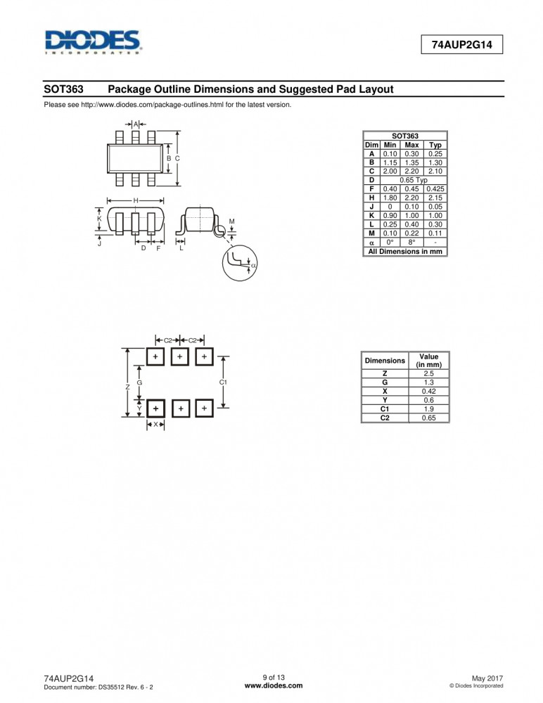 74AUP2G14FW4-7 datasheet page 9