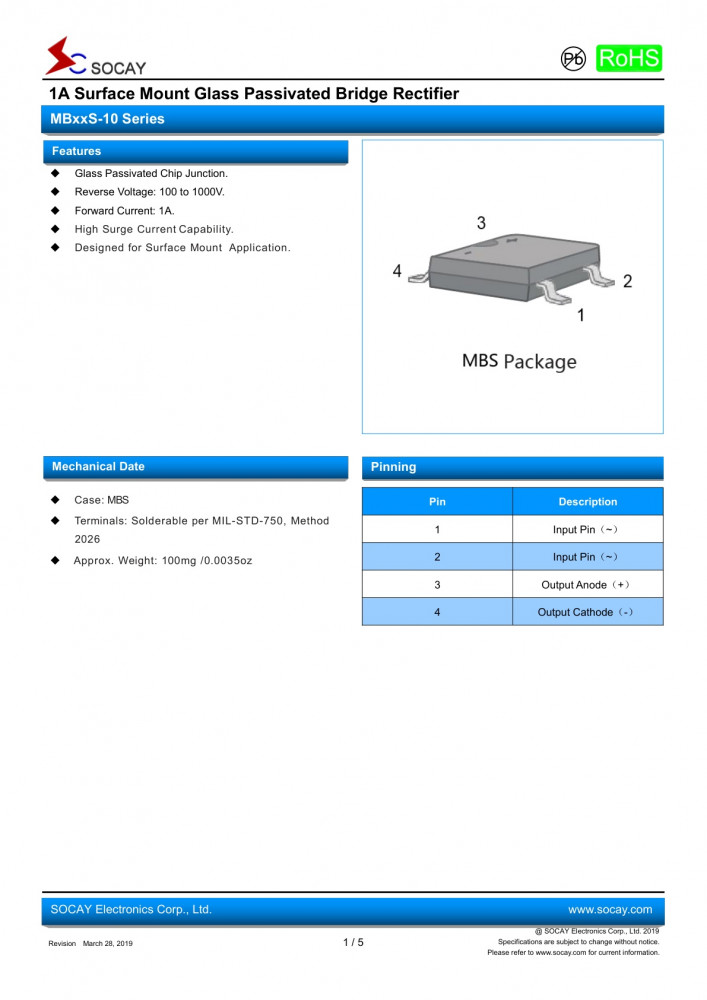 MB10S-10 datasheet page 1