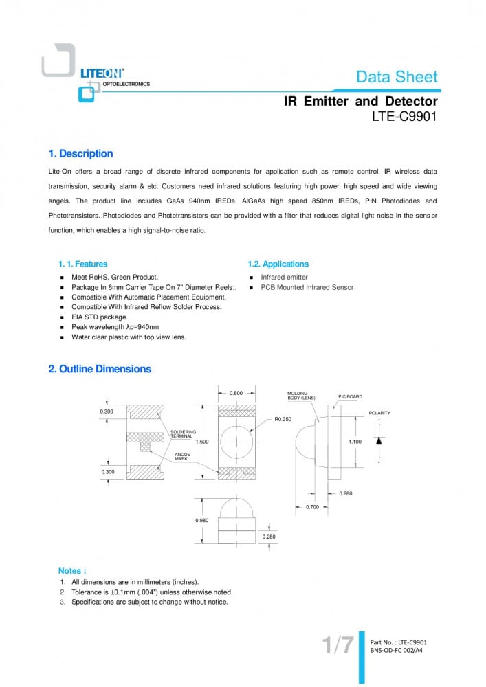 LTE-C9901 datasheet page 1