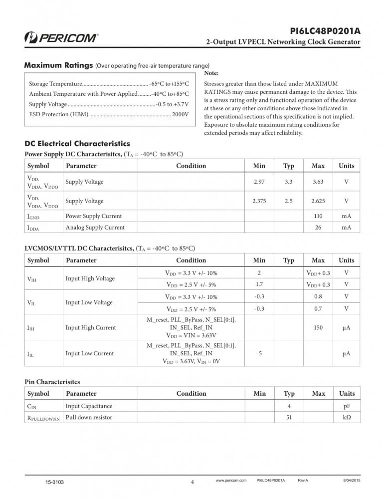 PI6LC48P0201A datasheet page 4