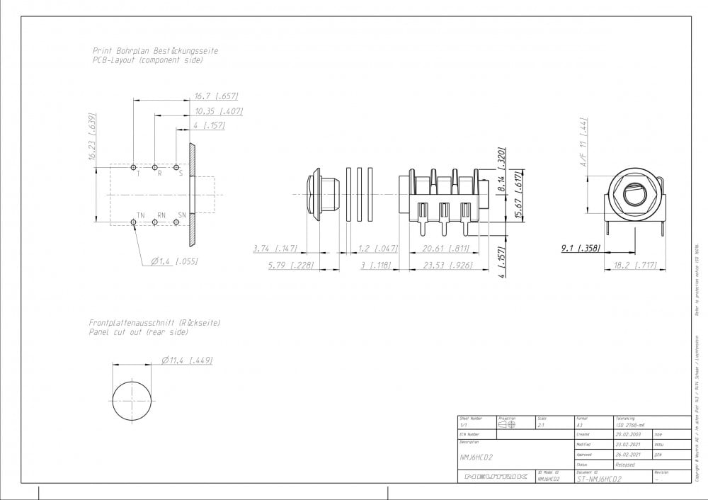 Neutrik NMJ6HCD2 technical drawing preview