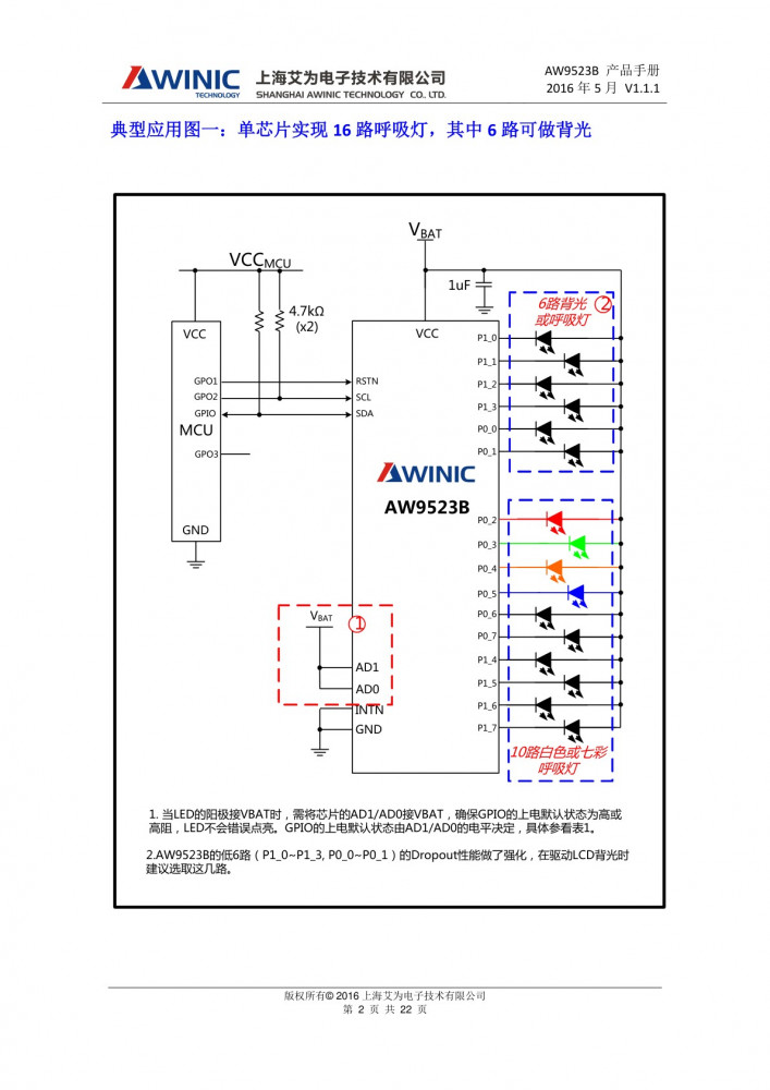 AW9523BTQR technical document page 2