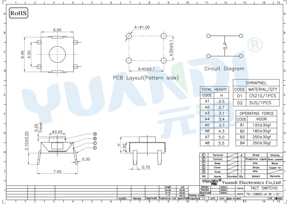 YUANDI TS-1080D-A2B3-D1 technical document page 1