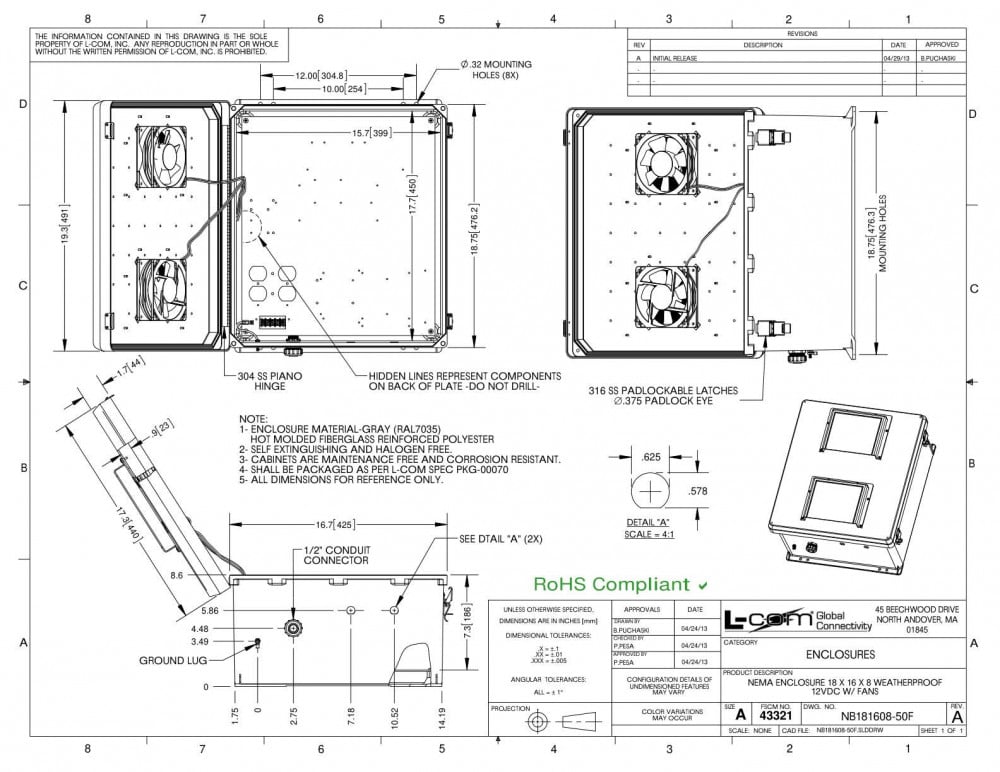 L-com NB181608-50F technical document preview