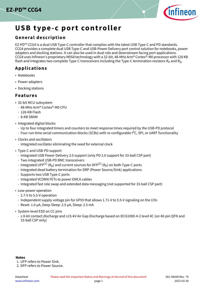 CYPD4225-40LQXI documentation page 1
