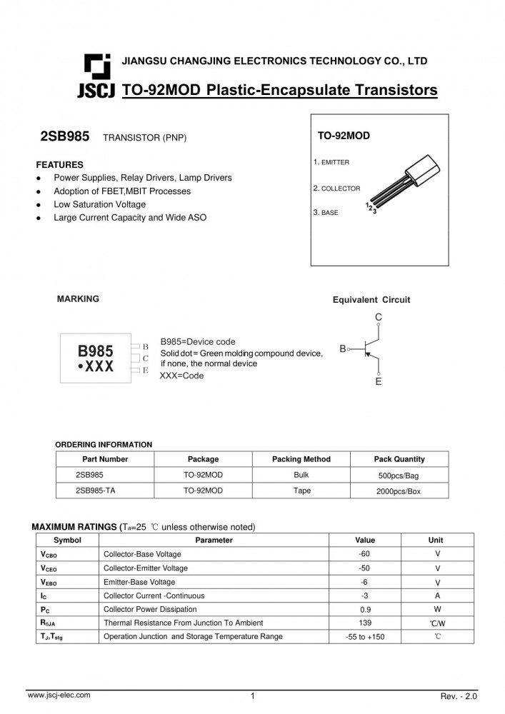 2SB985-TA datasheet page 1