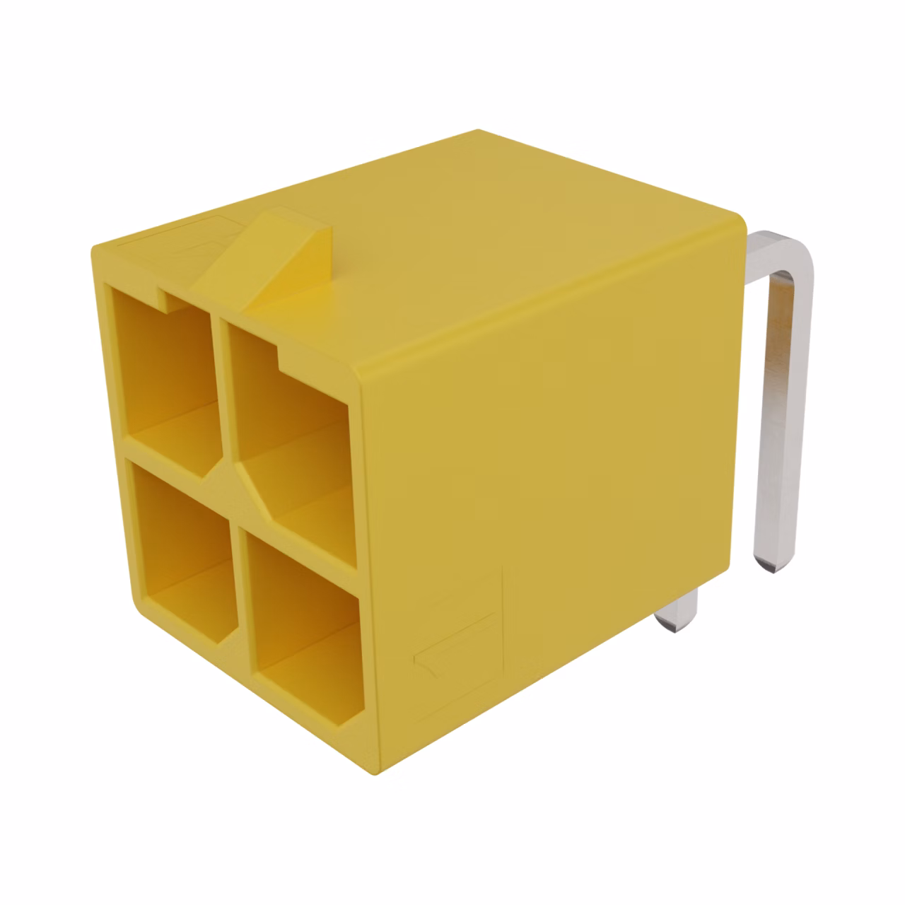 Mega-Fit ColorLock Right-Angle Header, 5.70mm Pitch, Through Hole, Dual Row, 4 Circuits, Matte Tin (Sn) Plating, 3.60mm Tail Length, Glow-Wire Capable, Tray, Yellow for sale