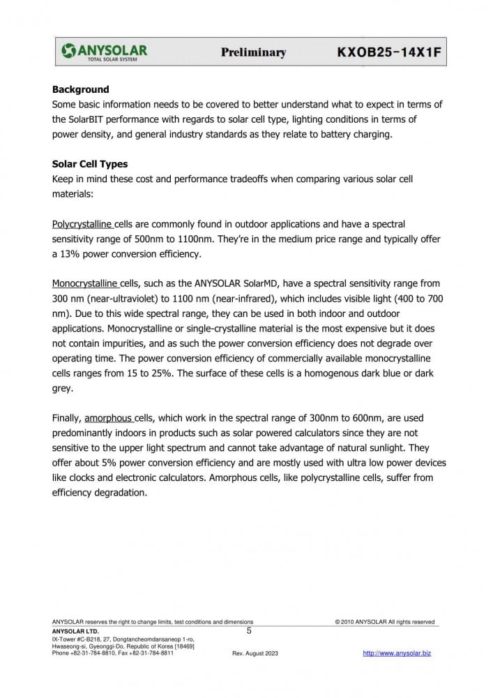 ANYSOLAR KXOB25-14X1F-TR datasheet page 5