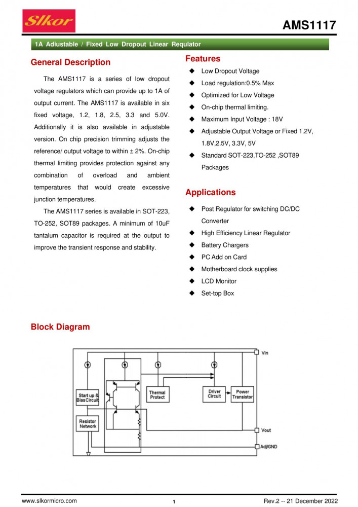 AMS1117-5.0 datasheet page 1