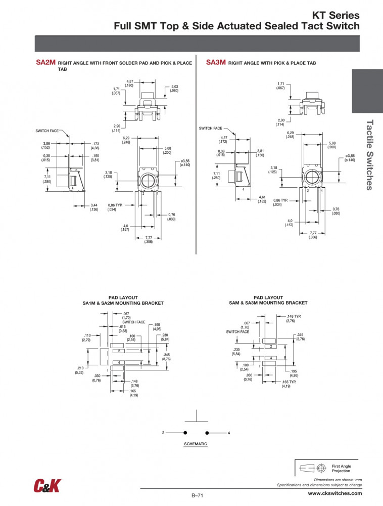 C&K KT11 technical document page 4