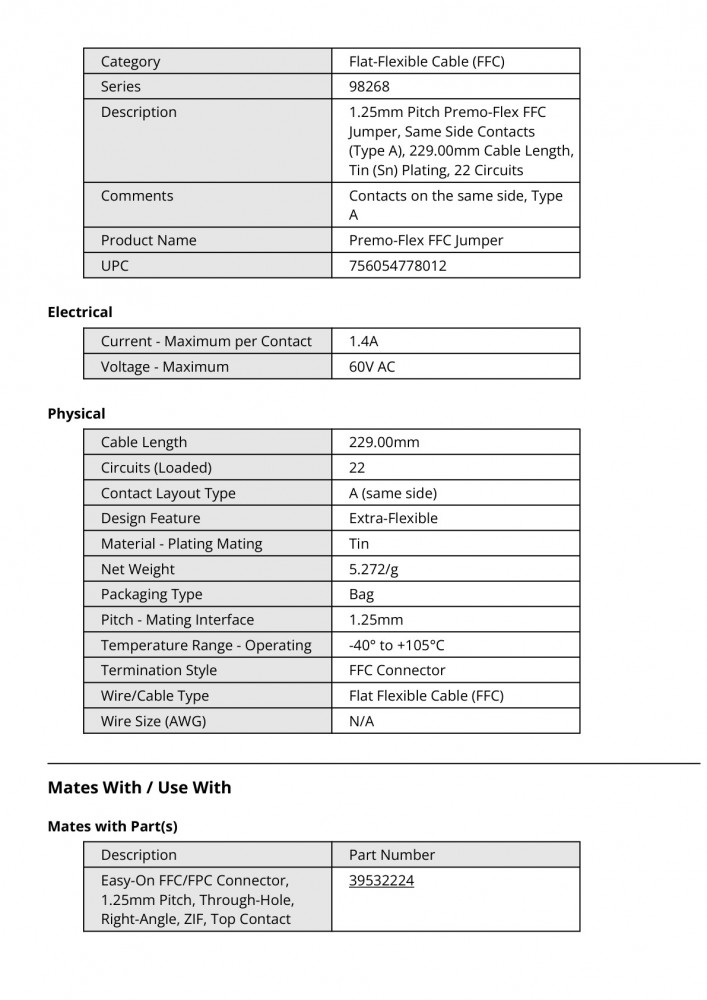 Technical document image 2 for MOLEX 982680293