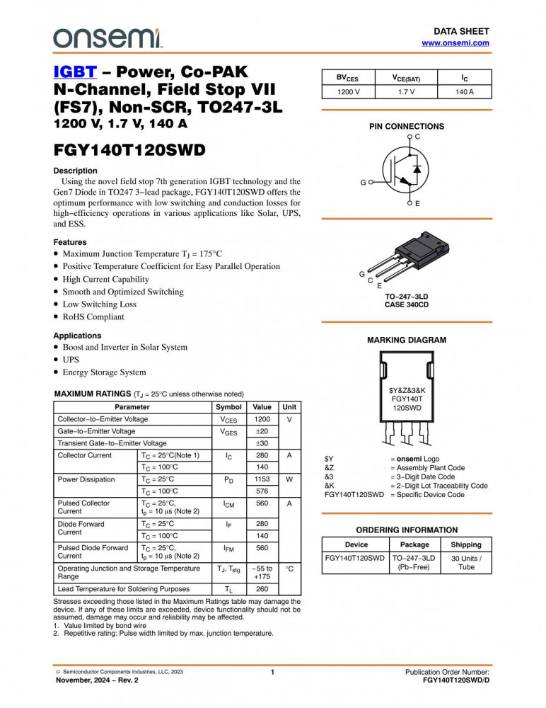 FGY140T120SWD datasheet page 1
