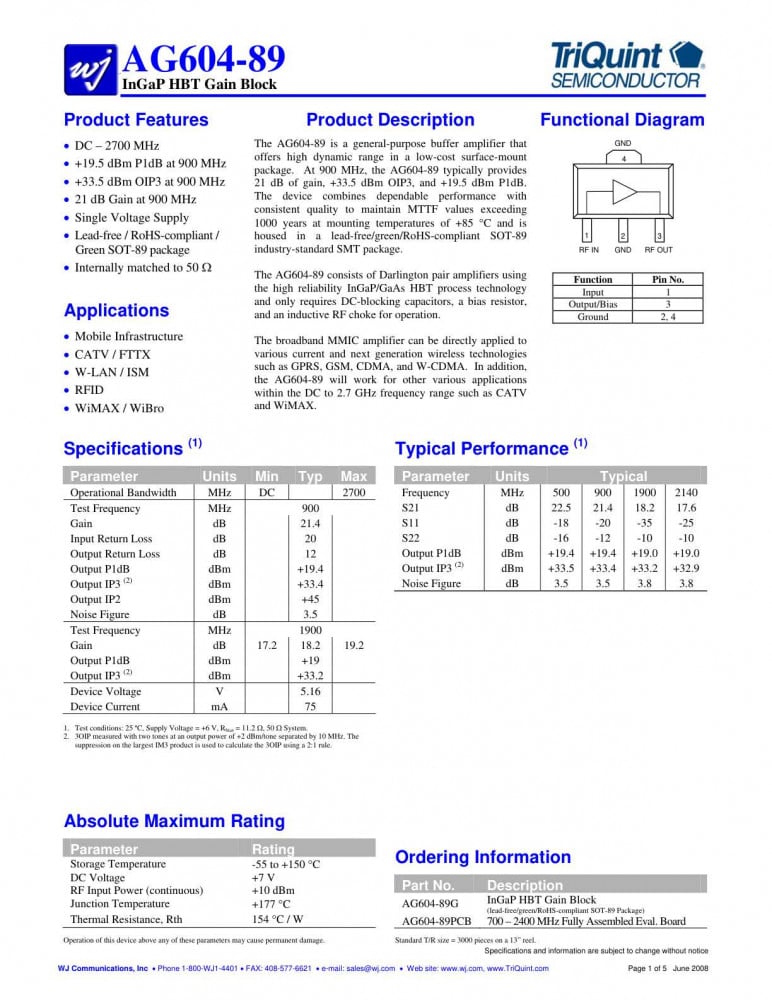 AG604-89G technical document page 1