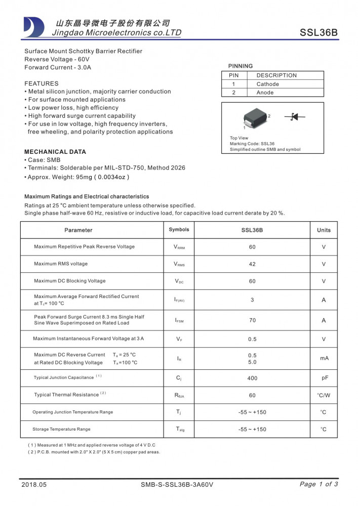 SSL36B datasheet page 1