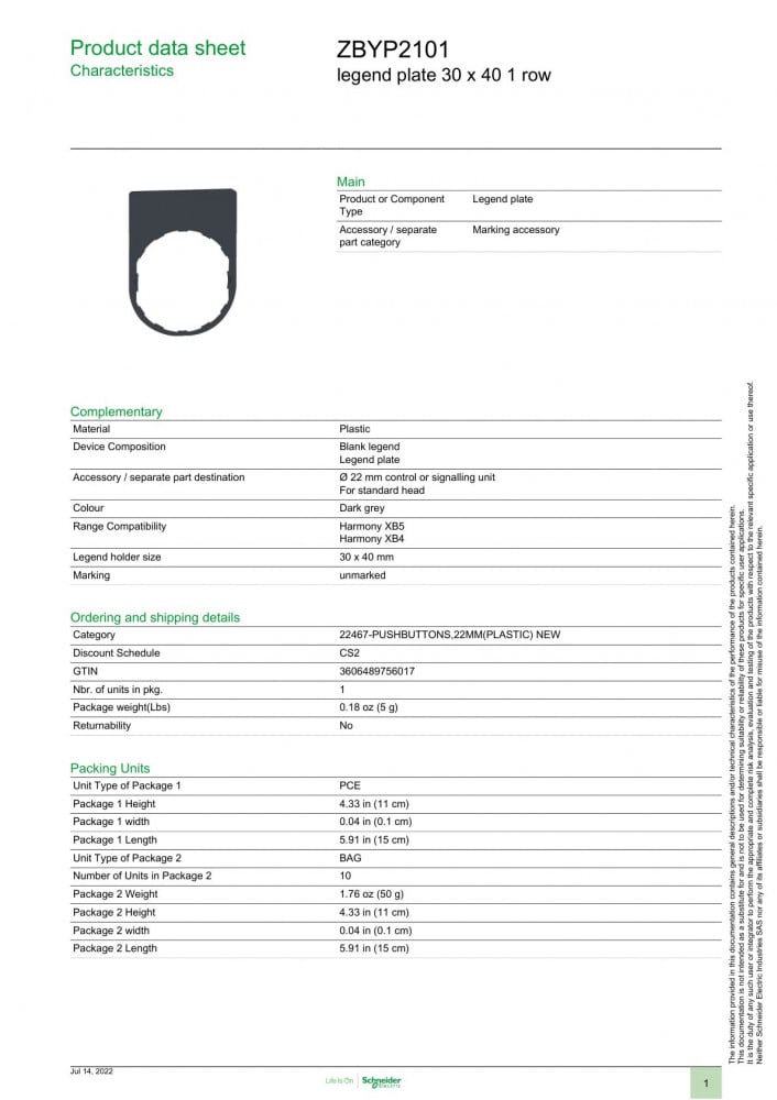 ZBYP2101 technical document page 1