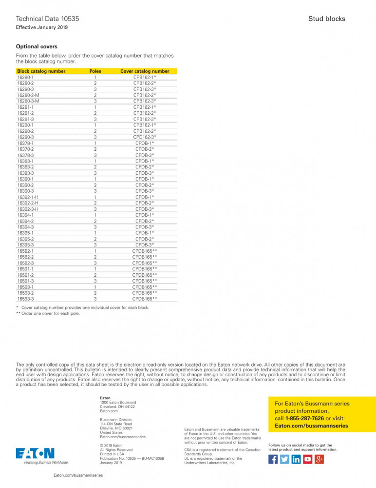 Eaton Bussmann stud blocks catalog page 4