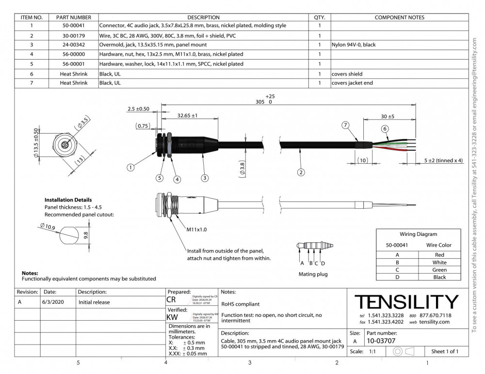 Tensility International 10-03707 assembly drawing