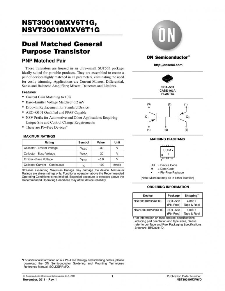 NSVT30010MXV6T1G datasheet page 1