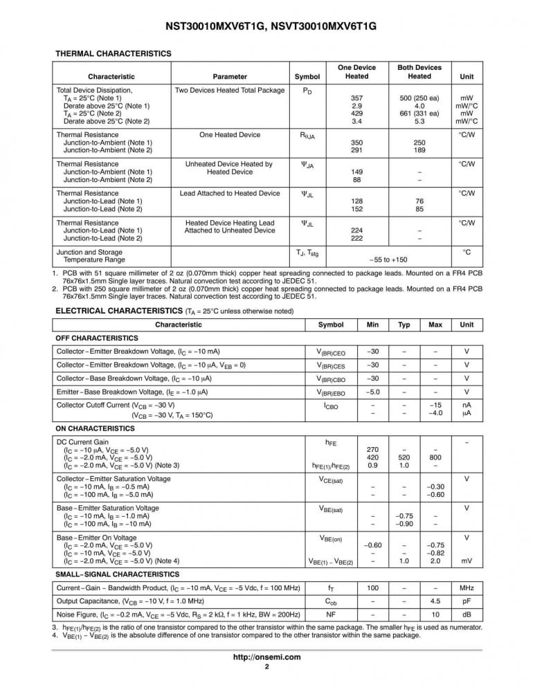 NSVT30010MXV6T1G datasheet page 2