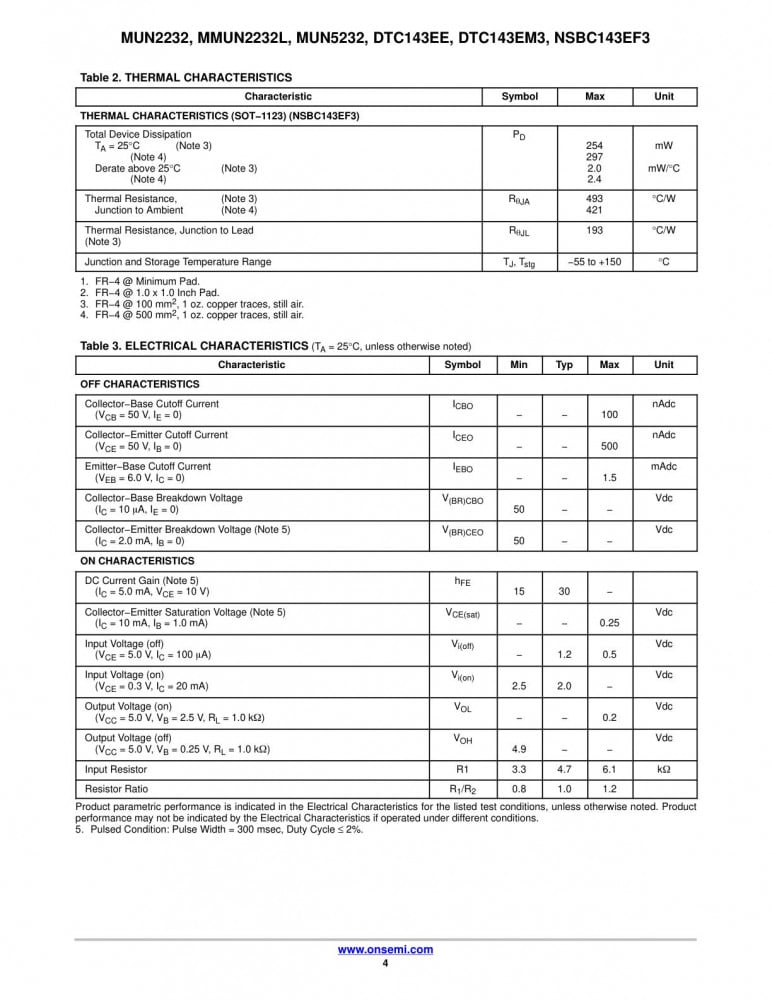 MUN5232T1G datasheet page 4