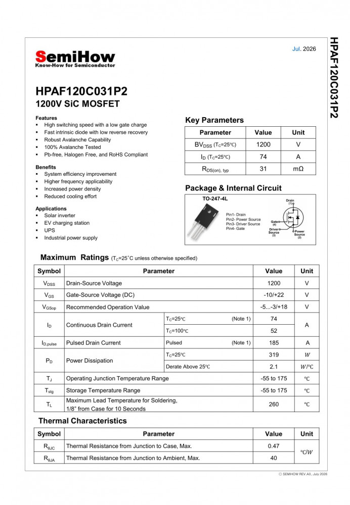 HPAF120C031P2 datasheet page 1
