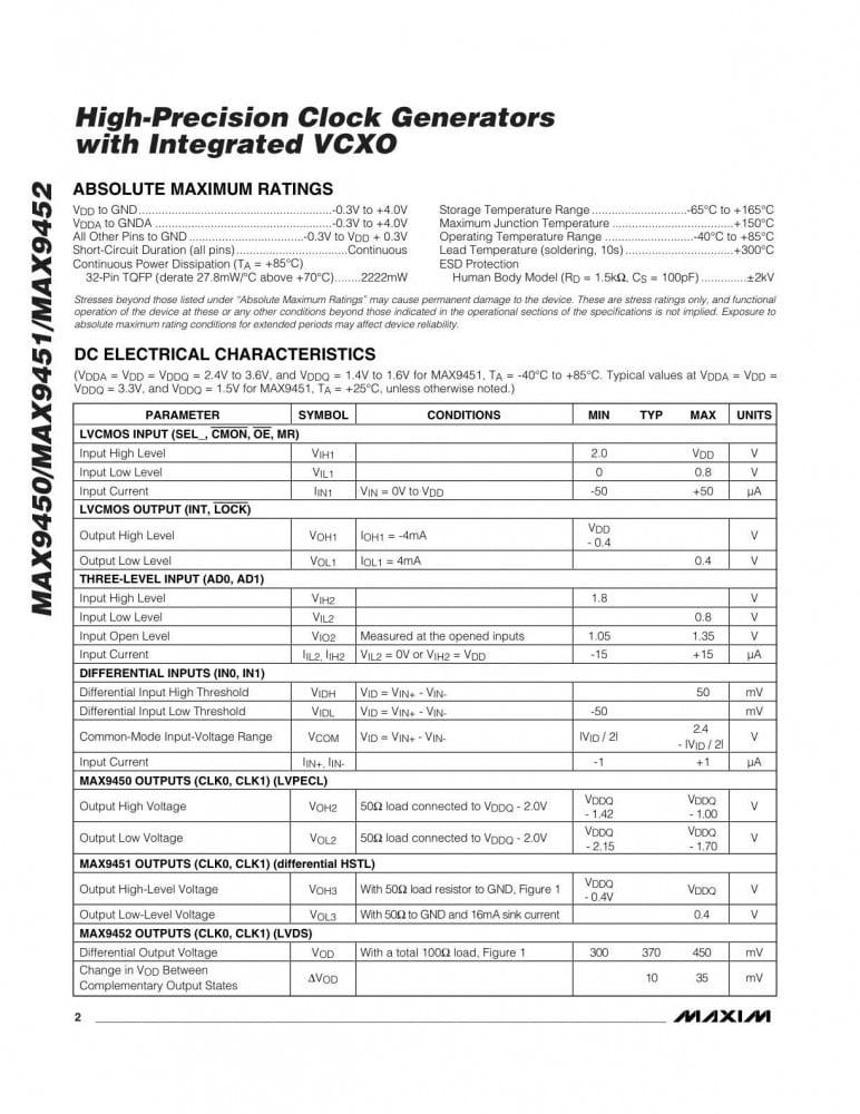 MAX9451EHJ2 datasheet page 2