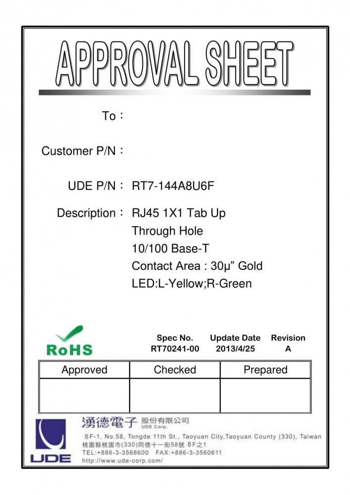 RT7-144A8U6F datasheet page 1