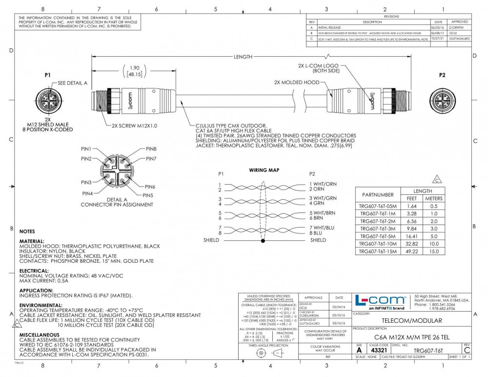 TRG607-T6T engineering drawing page