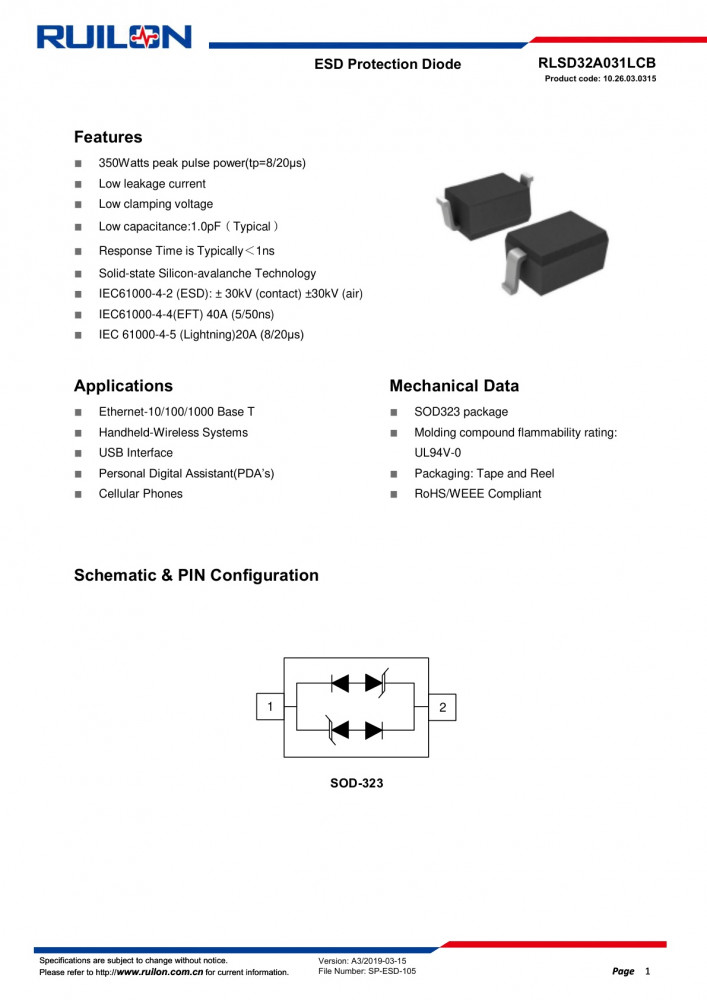RLSD32A031LCB datasheet page 1