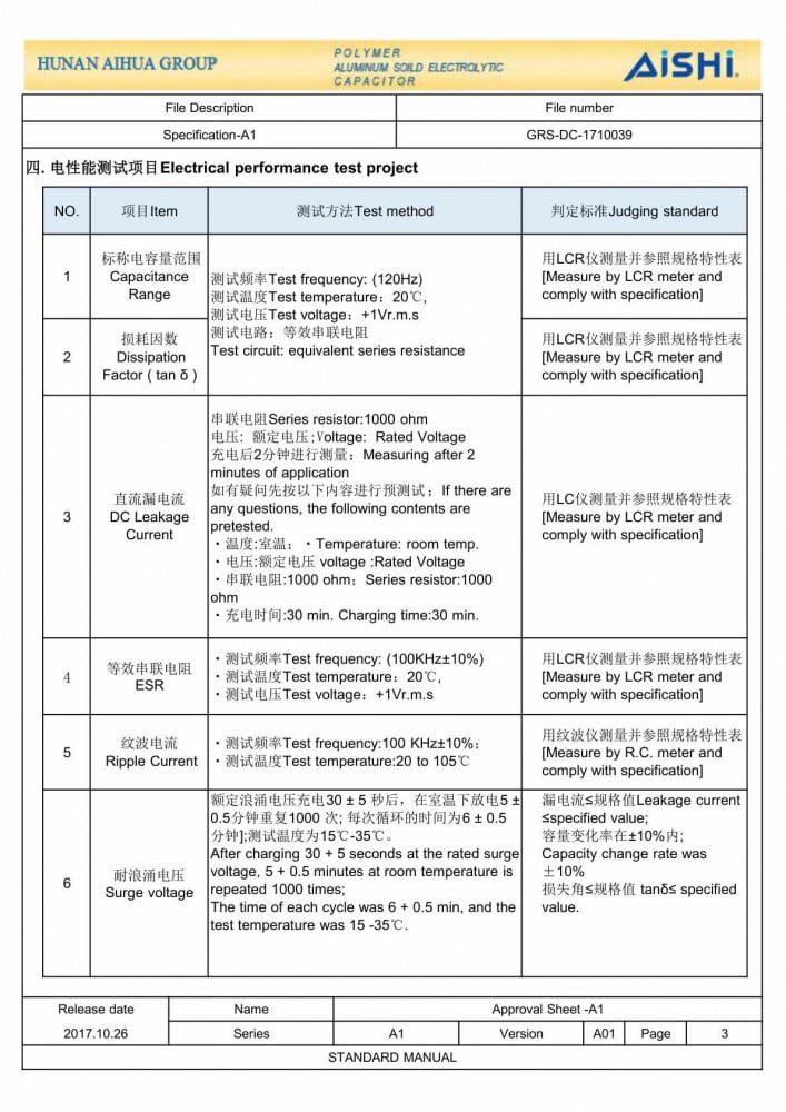 AISHI A1 specification page 4