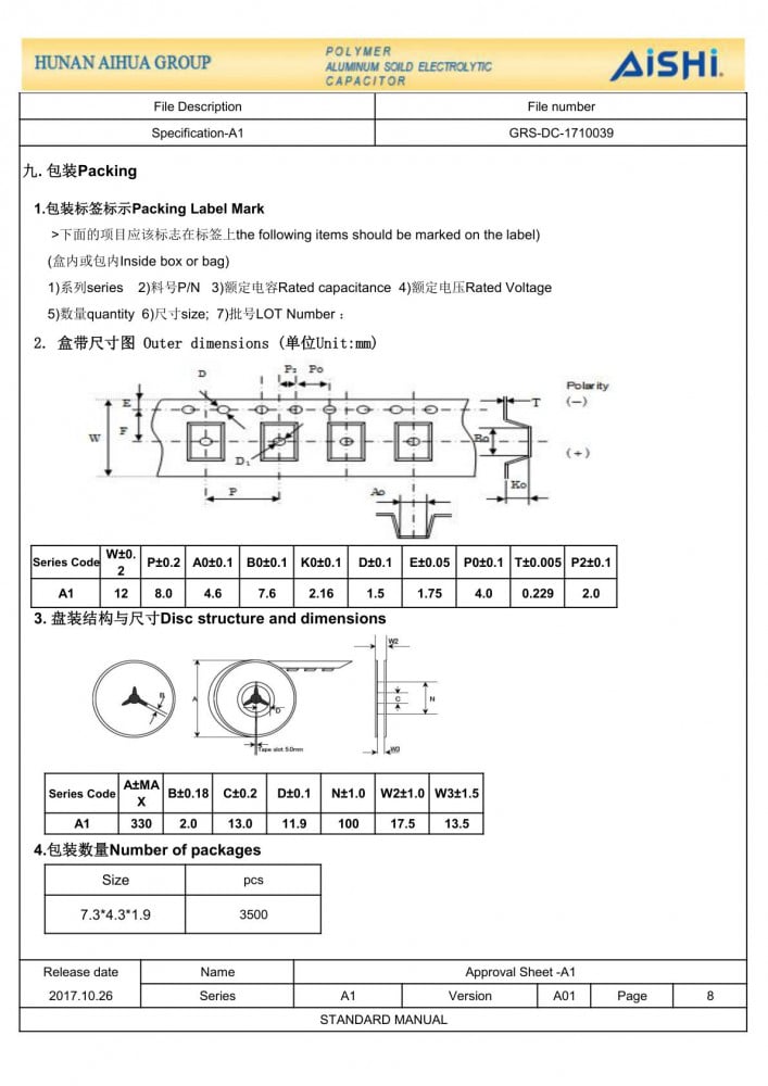 AISHI A1 specification page 9