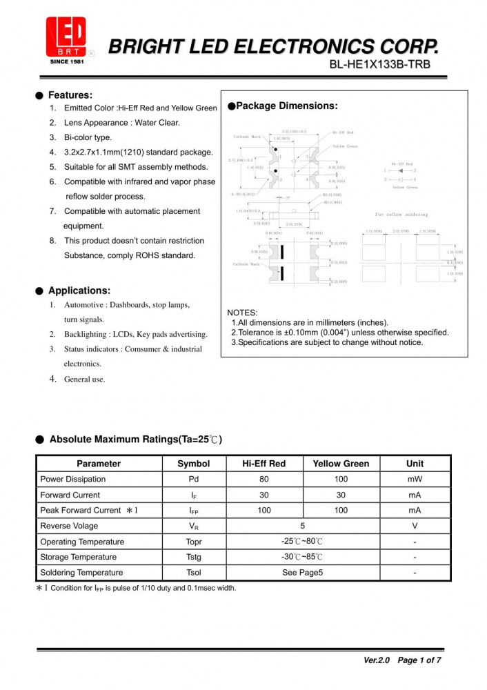 BL-HE1X133B-TRB datasheet page 1