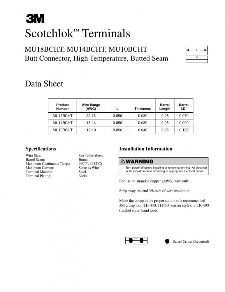3M MU10BCHTK datasheet page 1