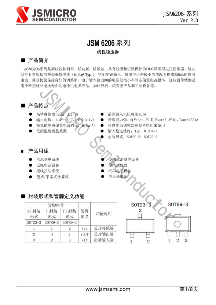 JSM6206 datasheet page 1