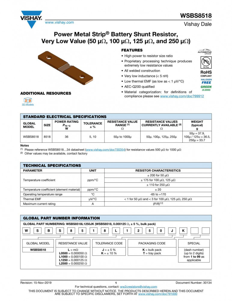 Vishay WSBS8518 datasheet page 1