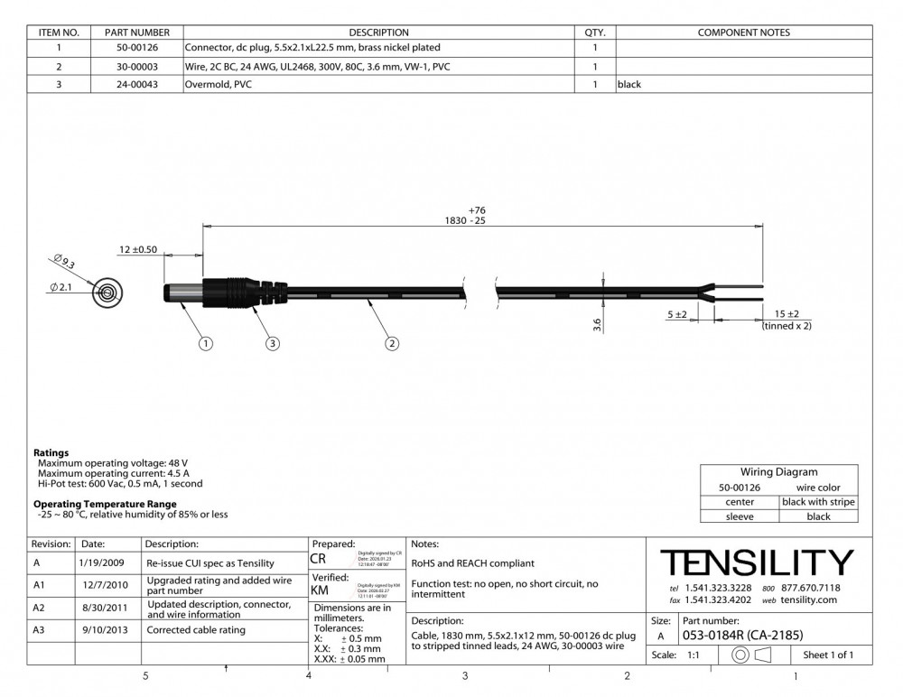 Tensility International 053-0184R product drawing