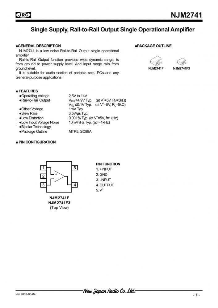 NJM2741F-TE1 datasheet page 1