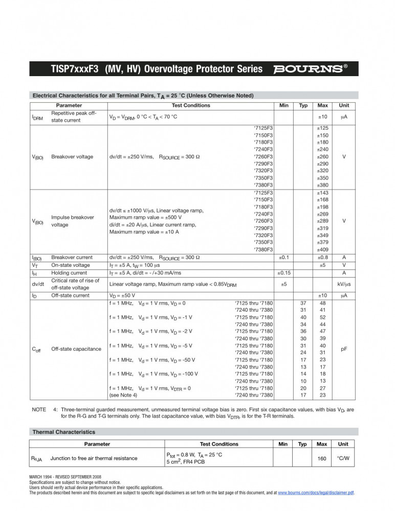 TISP7380F3DR-S datasheet page 3