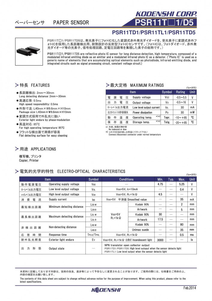 PSR11TD1 datasheet page 1