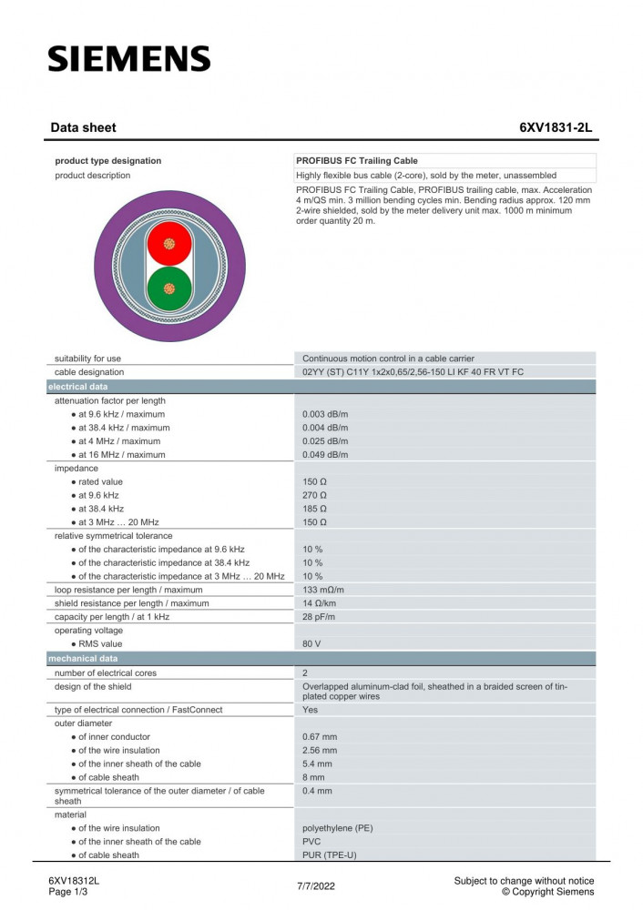 6XV18312L technical document page 1