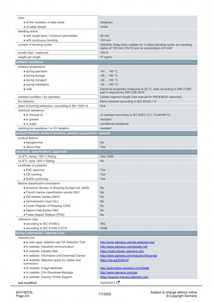6XV18312L technical document page 2