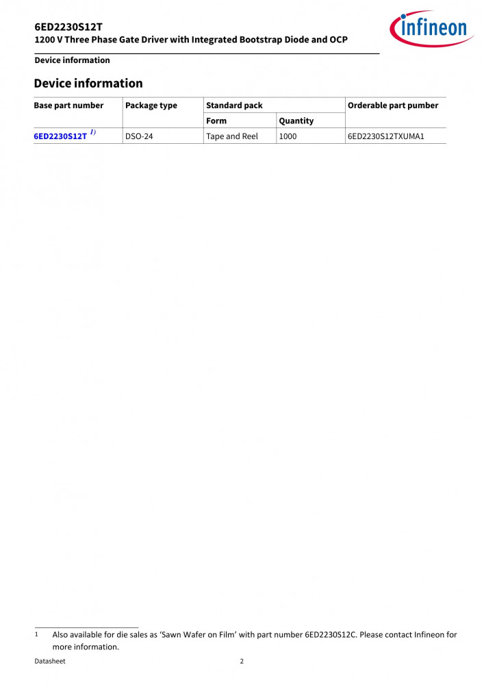 Infineon datasheet page 2
