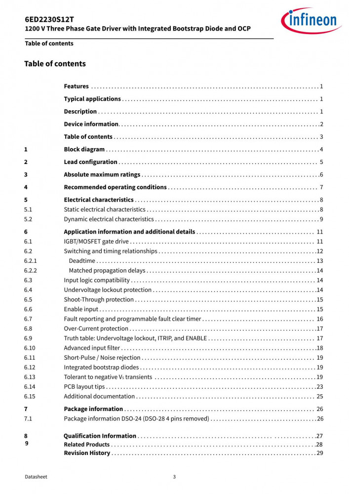 Infineon datasheet page 3