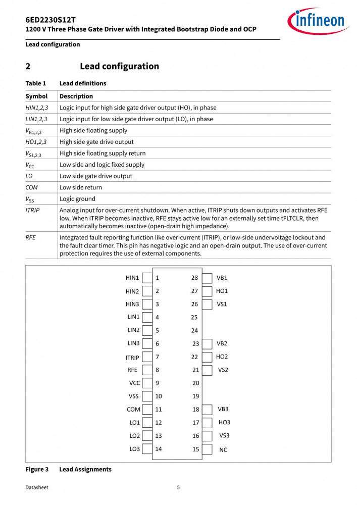 Infineon datasheet page 5