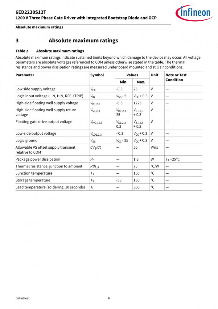 Infineon datasheet page 6