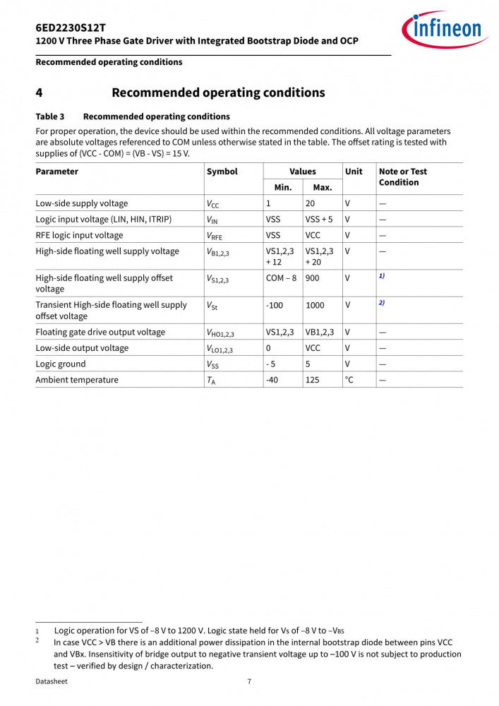 Infineon datasheet page 7