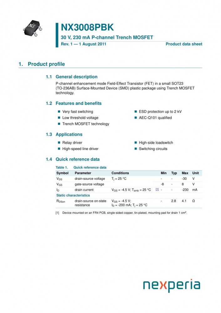 NX3008PBK datasheet page 1