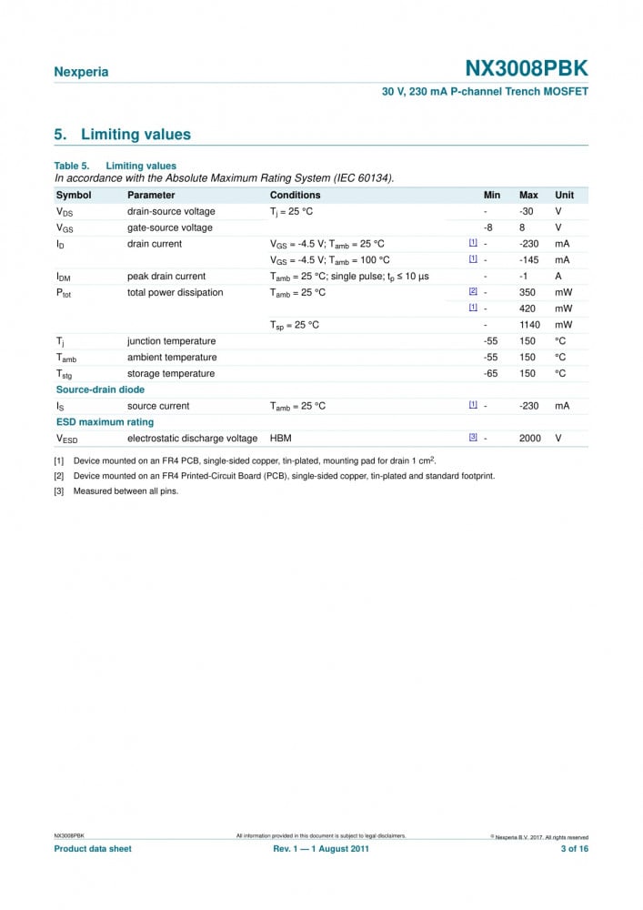 NX3008PBK datasheet page 3