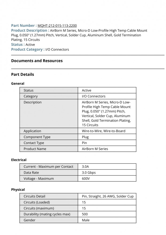 MQHT-212-015-113-2200 technical document page 1